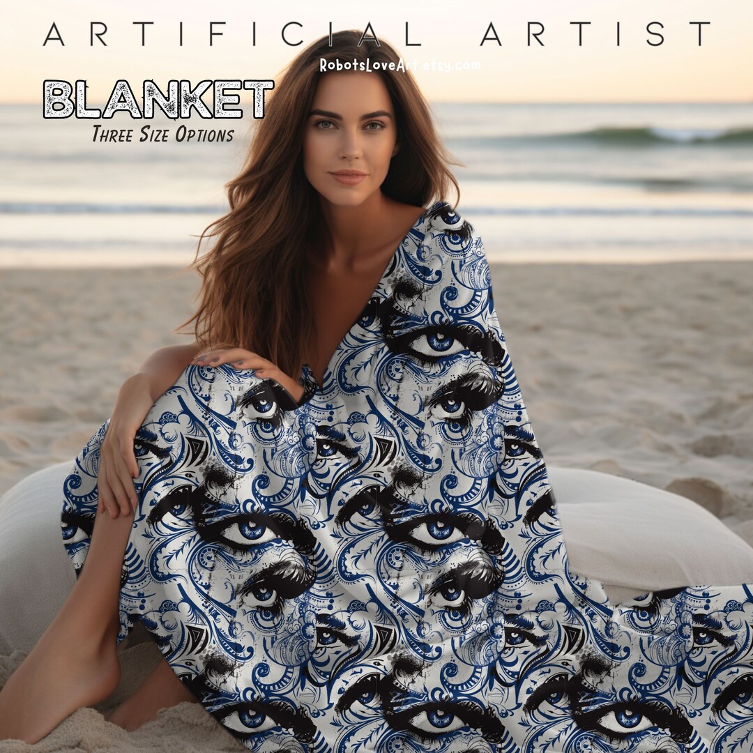 The Eyes Have It Blue Velveteen Plush Blanket Super Soft Lightweight ...