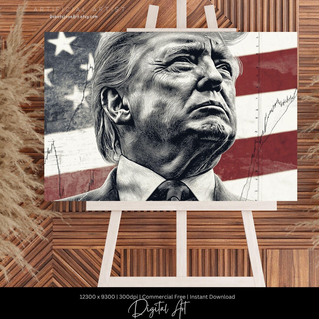 Donald Trump Stock Ticker Tape Digital Art Print – Currency Stamp ...