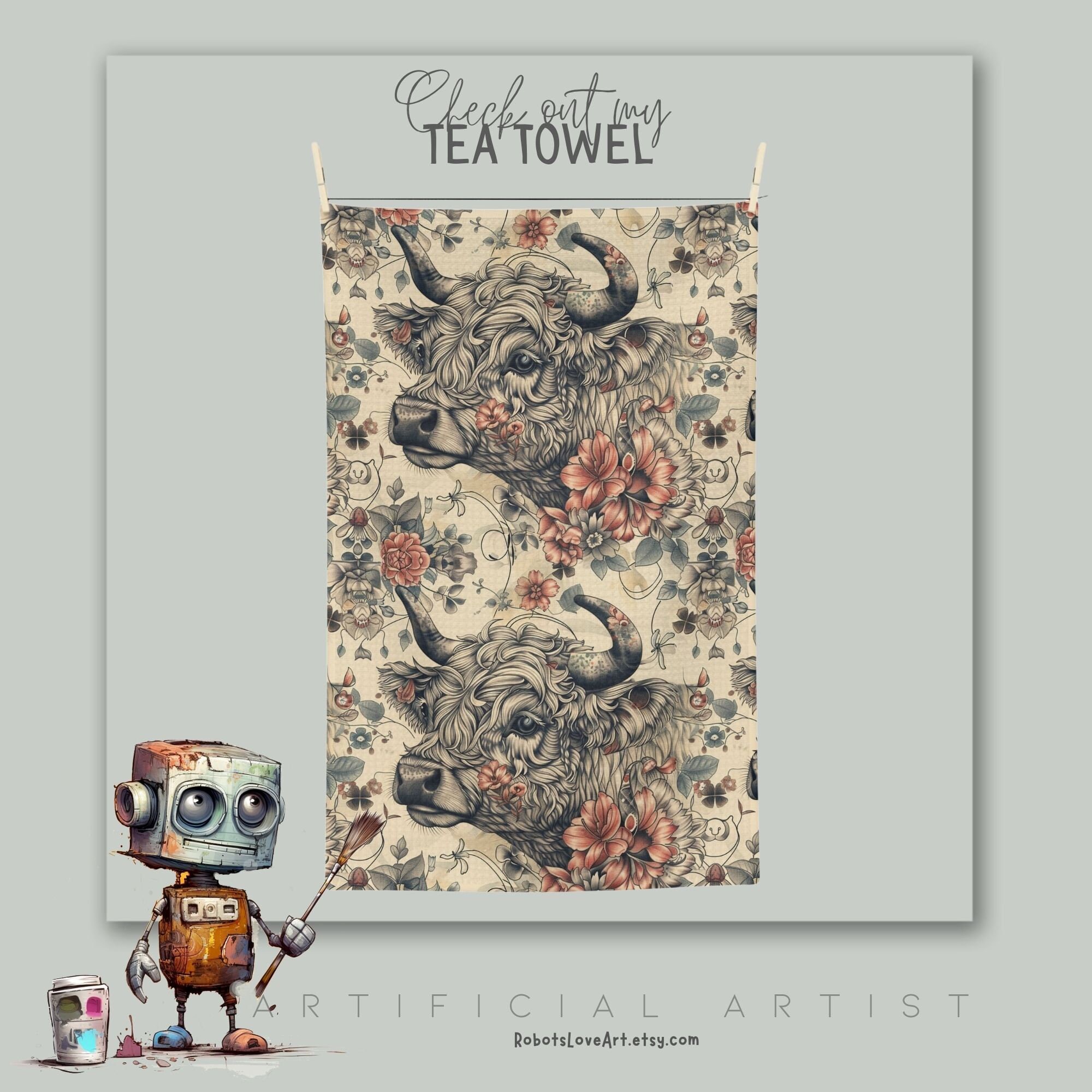 Beautiful Highland Cow Tea Towel Lovely Countrycore Cow Kitchen Decor ...