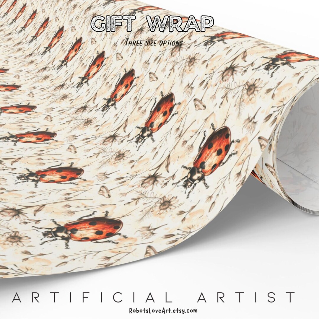 Girl Grunge Ladybug Retro Looking Newspaper Pattern Gift Wrapping Paper ...