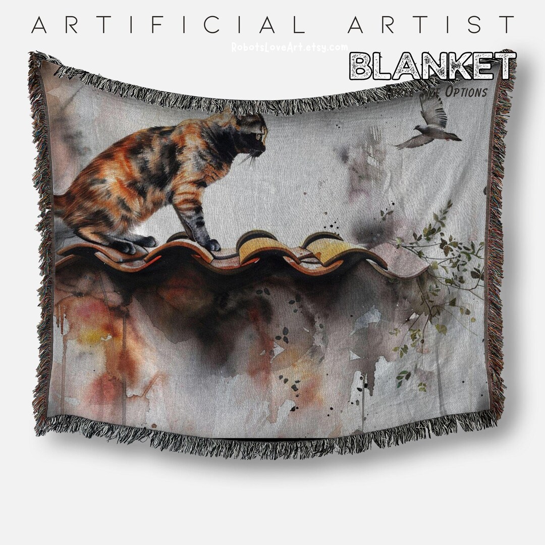 Calico Kitty Cat Woven Blanket Perfect Gift Artistic Proud Cat Owner ...