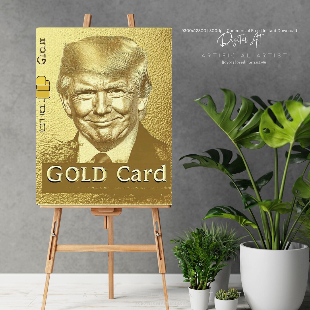 Donald Trump Gold Card Digital Art Print – Currency Stamp Americana PNG ...