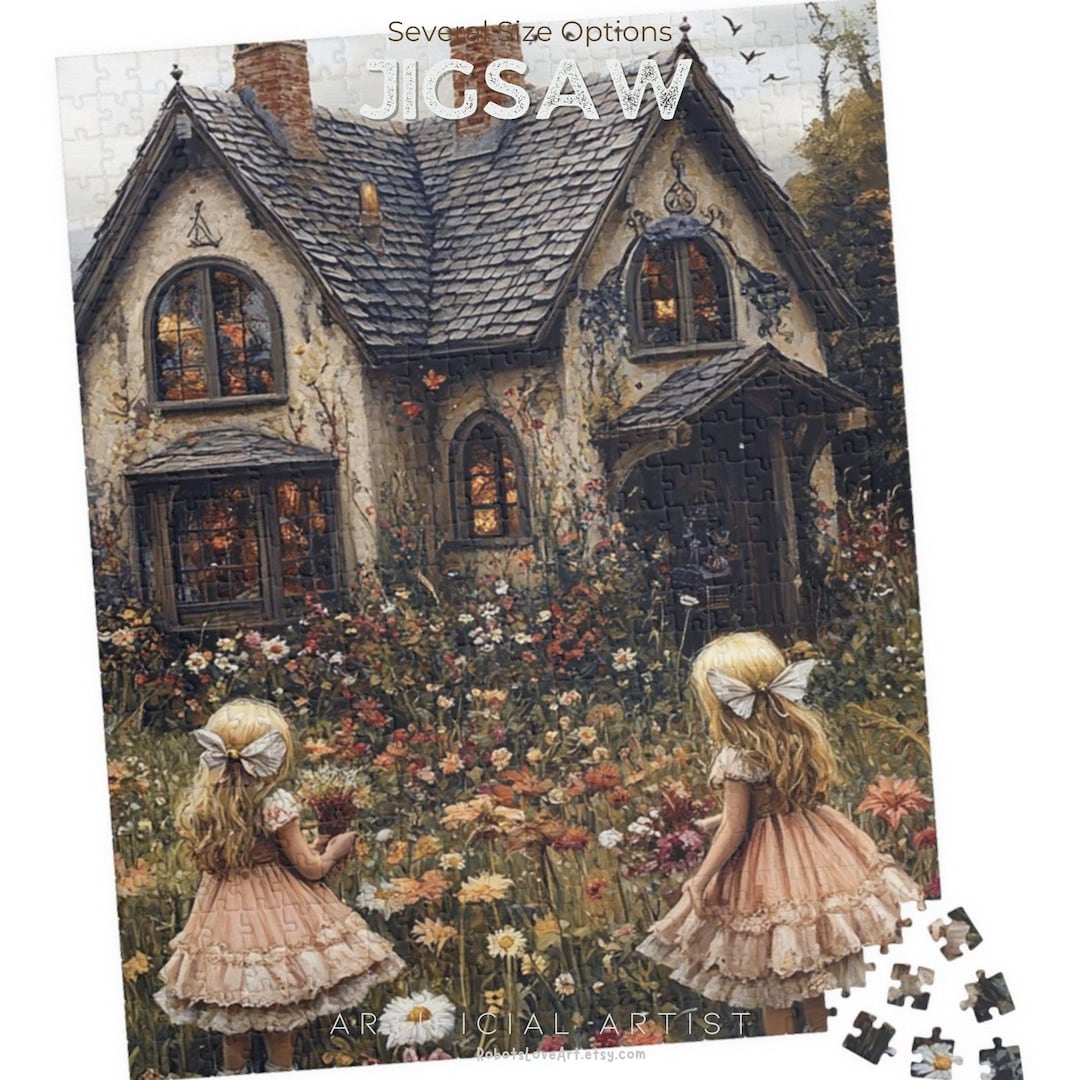 Jigsaw Puzzle, Two Little Girls Finding the Hidden Fairy Cottage, Fairy ...
