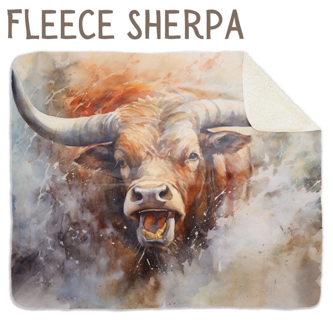 Street Art Spitting Mad Highland Cow Fleece Sherpa Blanket - Etsy
