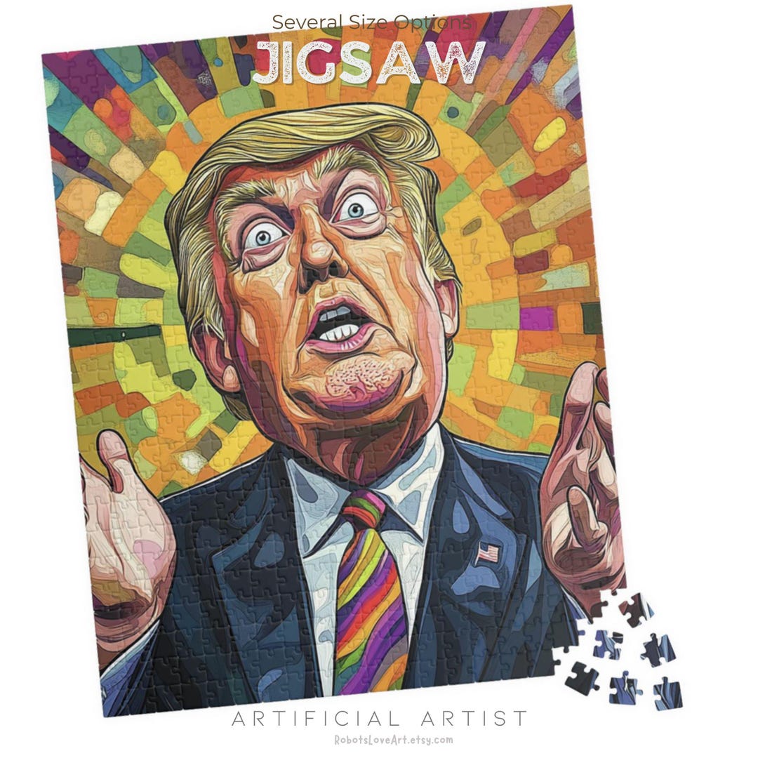 Jigsaw Puzzle, Trump Caricature on Rainbow Background Political 500 ...