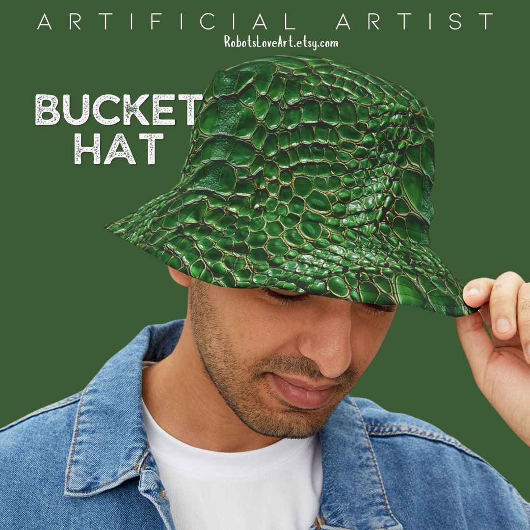 Amazing Realistic Bright Green Snake Skin Bucket Hat AOP Gift for ...