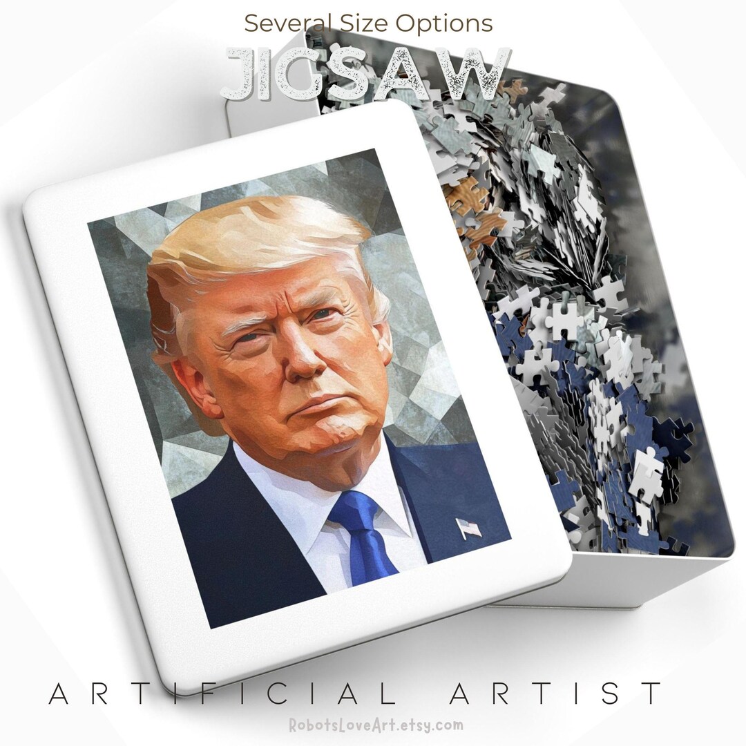 Jigsaw Puzzle With Tin, Trump in Blue Mosaic, Puzzles for Adults ...