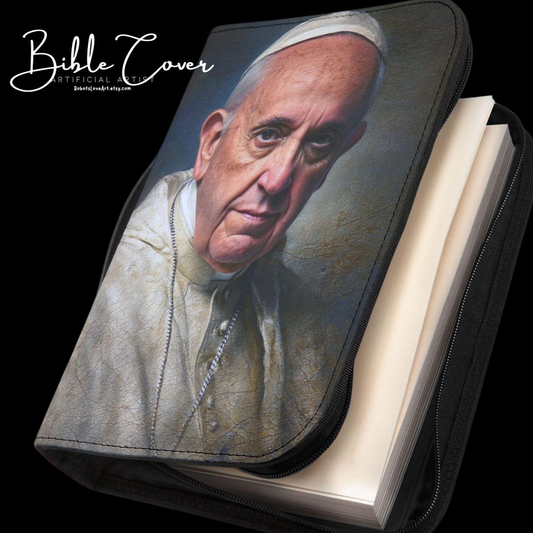 Bible Cover, Catholic Pope Portrait, Book Sleeve, Religious Book ...