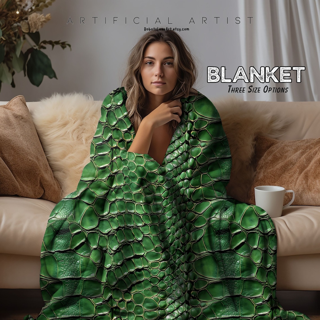 Epic Green Snakeskin Pattern Velveteen Plush Blanket Gift for Reptile ...