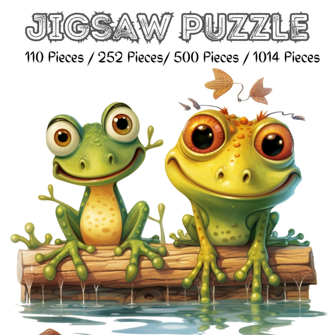 Cute Frog Friends on a Log Puzzle 110 252 500 - Etsy