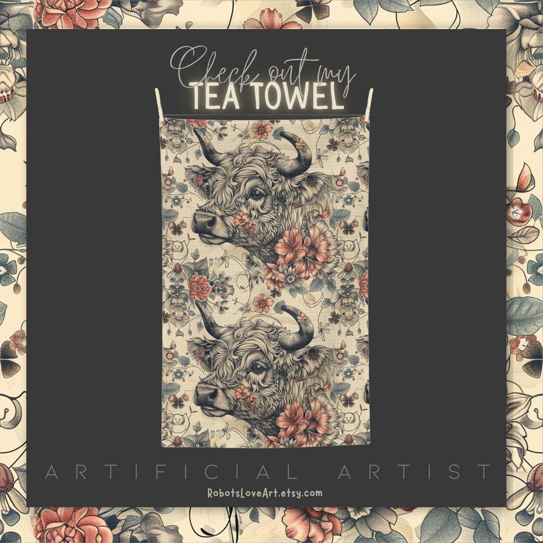 Beautiful Highland Cow Tea Towel Lovely Countrycore Cow Kitchen Decor ...
