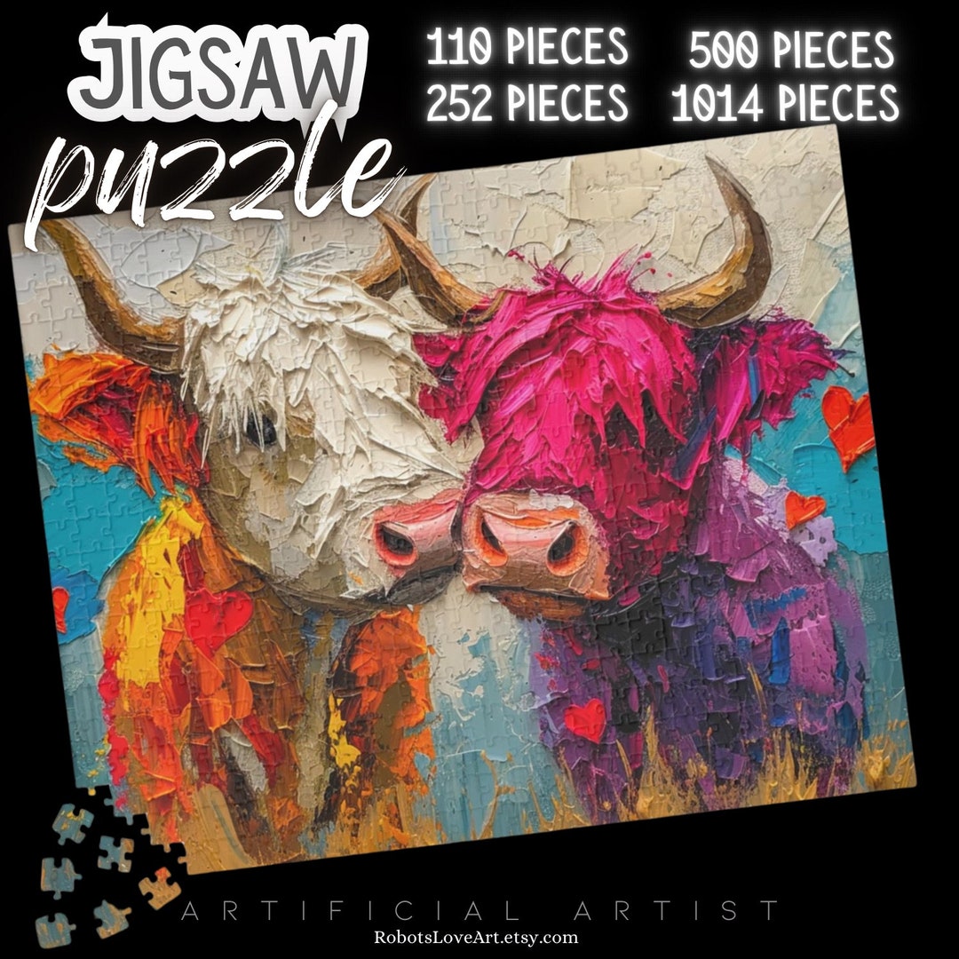 Couples Puzzle Cow Kisses Jigsaw Puzzle Intricate Puzzle Gift for ...