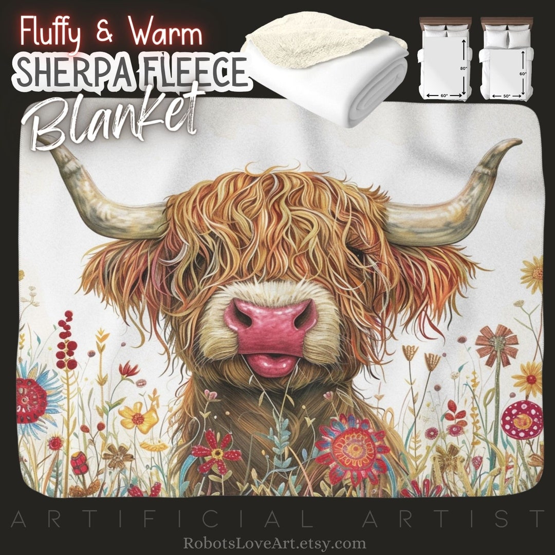 Sherpa Fleece Pretty Highland Cow Blanket College Student Blanket Cozy ...