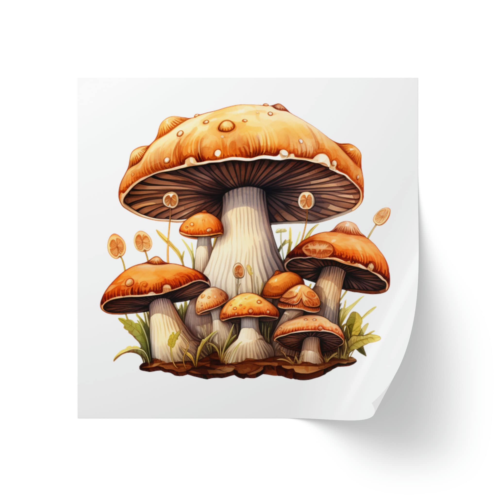Mushroom Sticker Roll Square Mushroom Sticker Herbal Theme Sticker ...