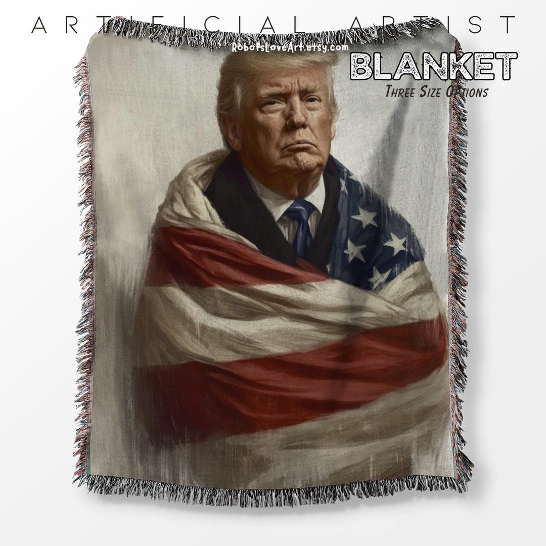 Trump Woven Blanket, Presidential Flag Draped Throw, Keepsake ...