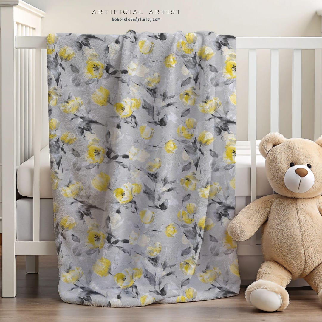 Cozy Yellow Meadow Flowers Floral Plush Blanket | Country Throw ...