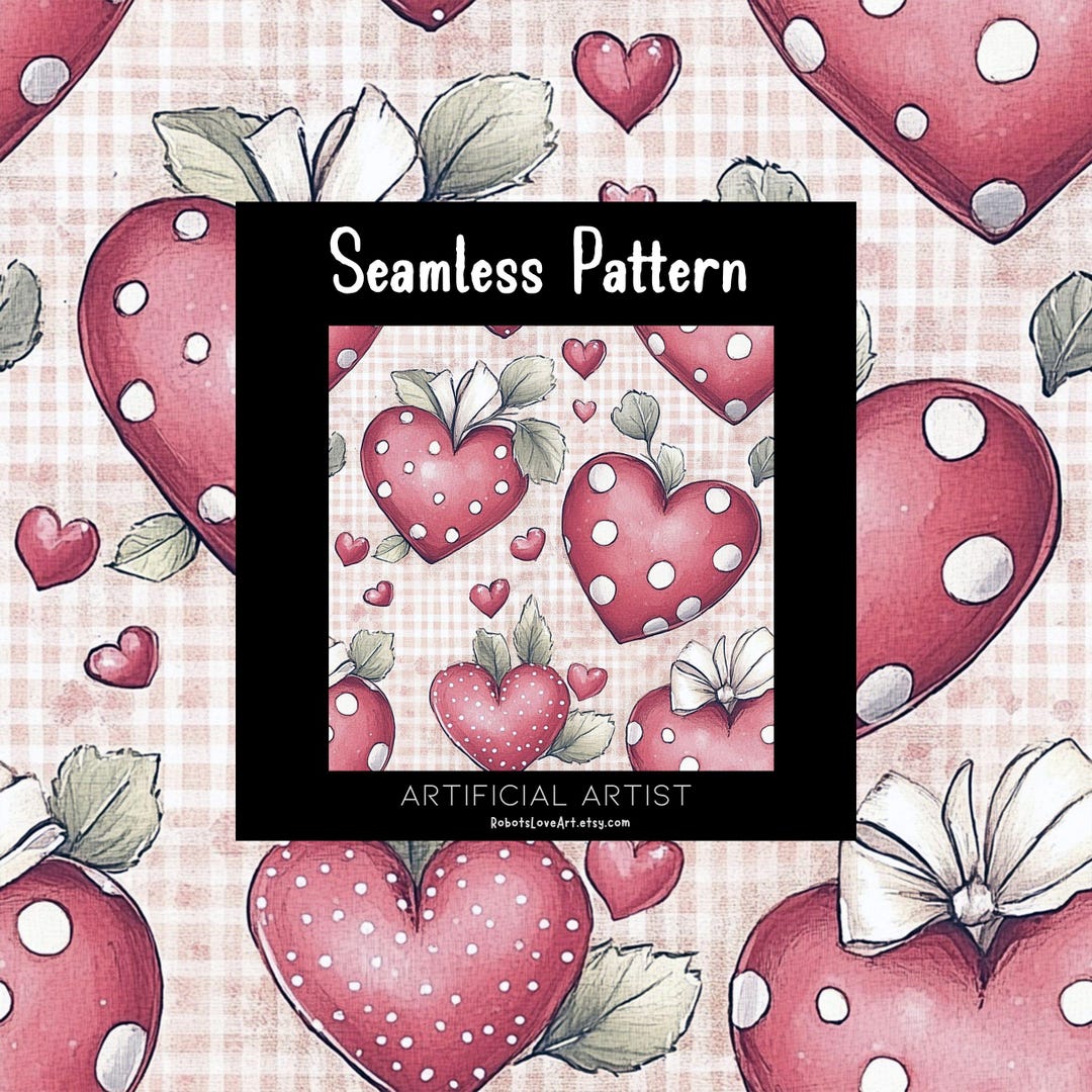 Pink Strawberry Hearts Instant Download Commercial Free | Cottagecore ...