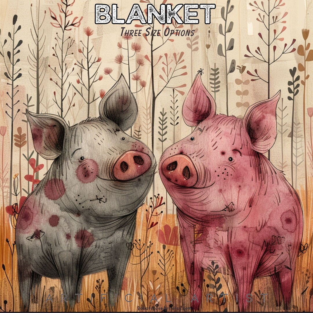 Pig Best Friends Plotting Trouble Velveteen Plush Throw Blanket Perfect ...