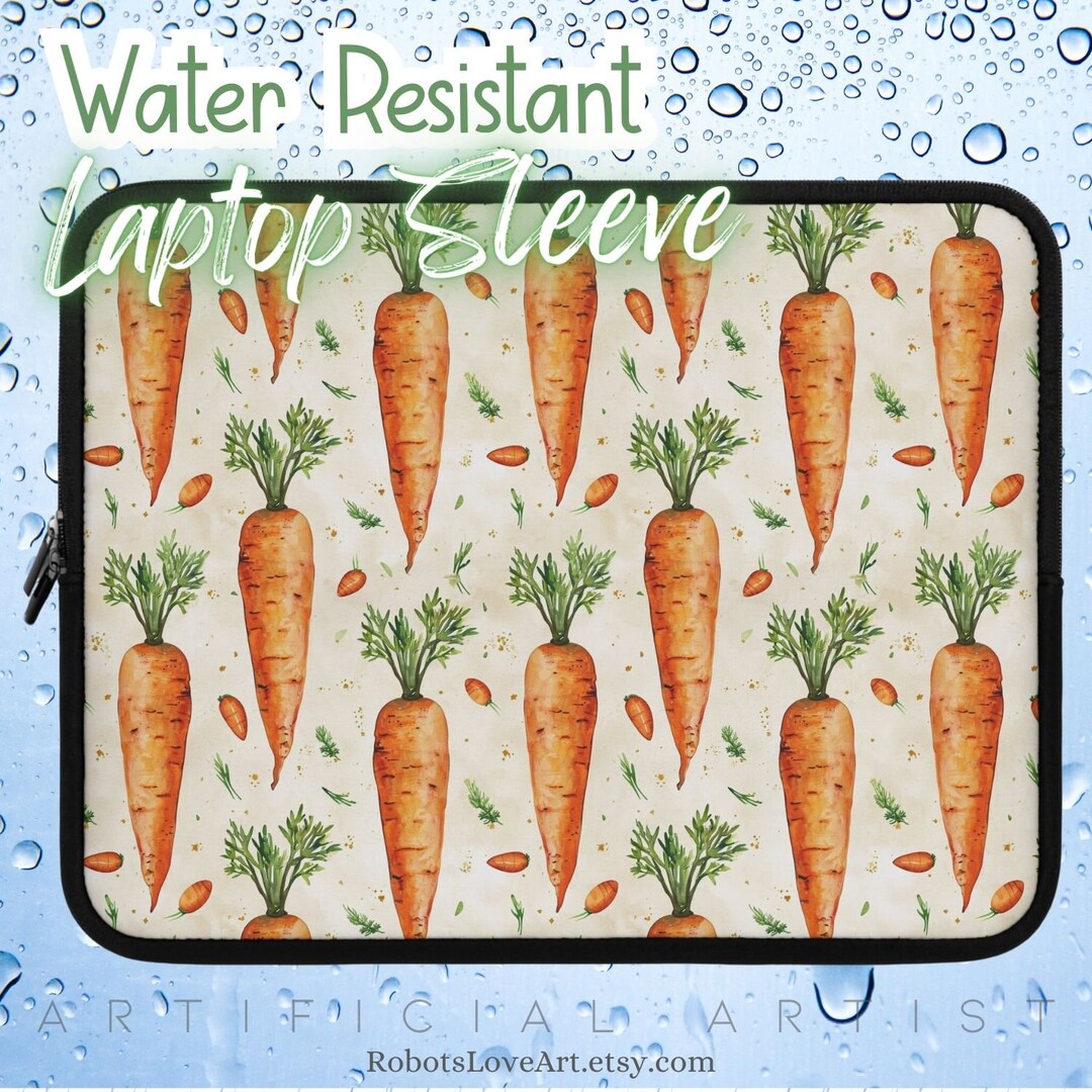 Carrots Pattern Retro Background Laptop Sleeve Cute Garden Present ...