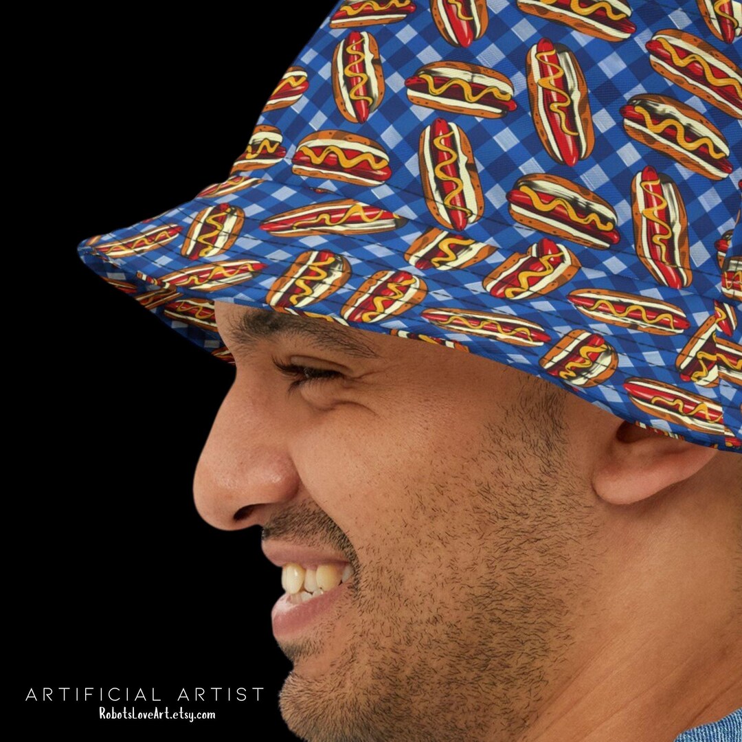 Hot Dog Bucket Hat (AOP) Colorful Food Meme Hat for Junk Food Fast Food ...