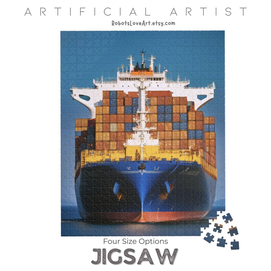 High Resolution Fully Loaded Cargo Ship Jigsaw Puzzle Pair W Puzzle ...