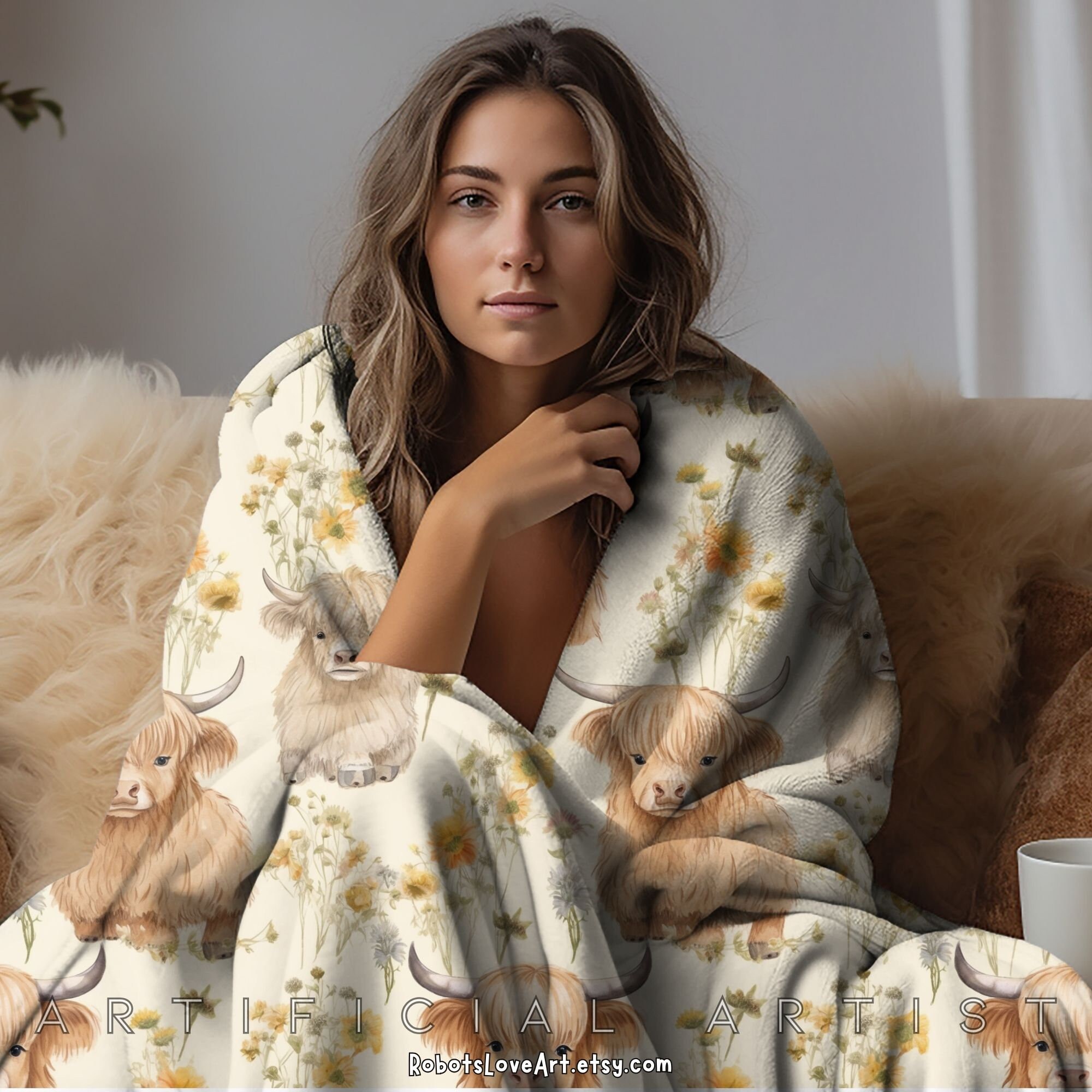 Highland Cowgirl Blanket Velveteen Plush Blanket Ranch Throw Summer ...