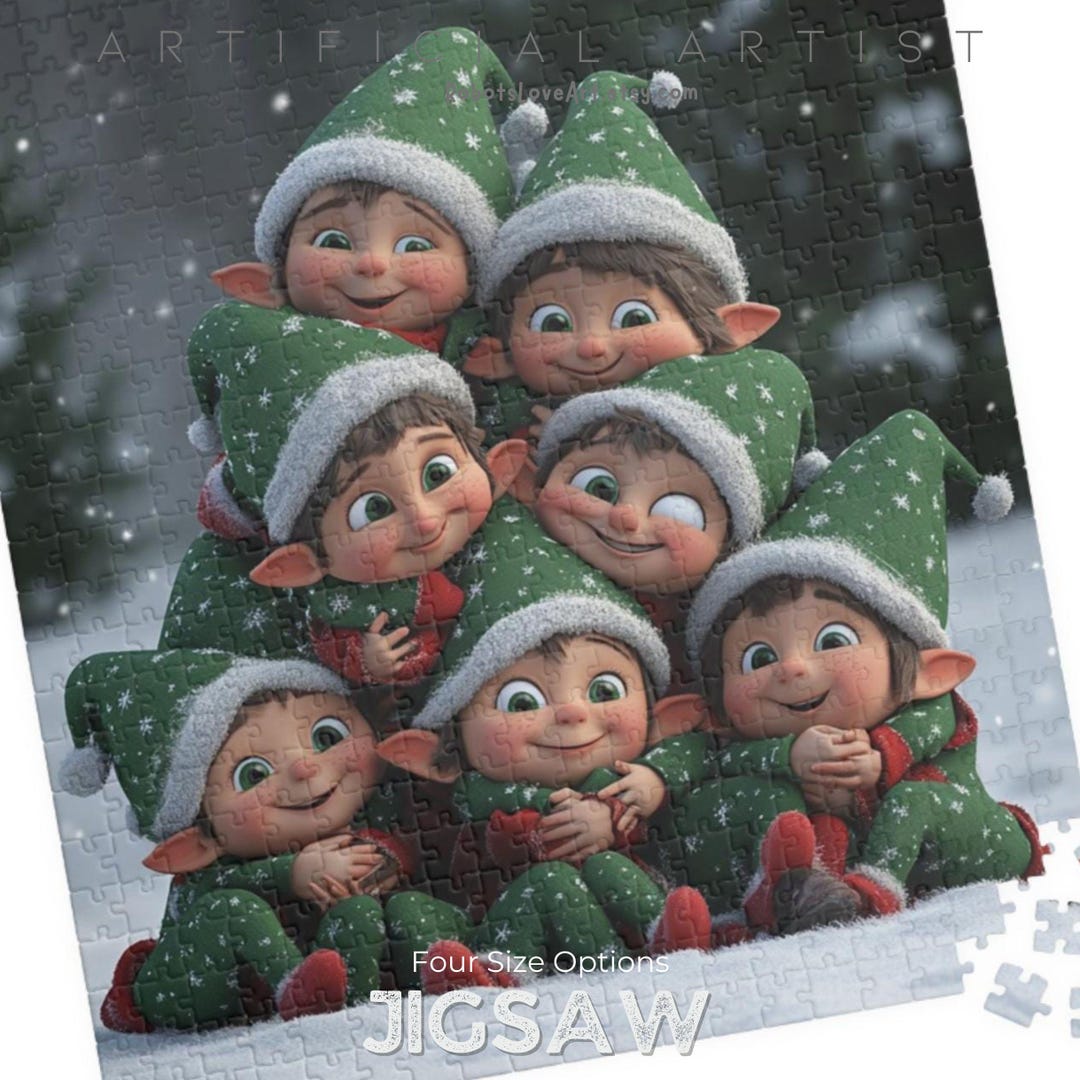 Find Santas One Eye Christmas Happy Helper Jigsaw Puzzle, Drawn Puzzle ...