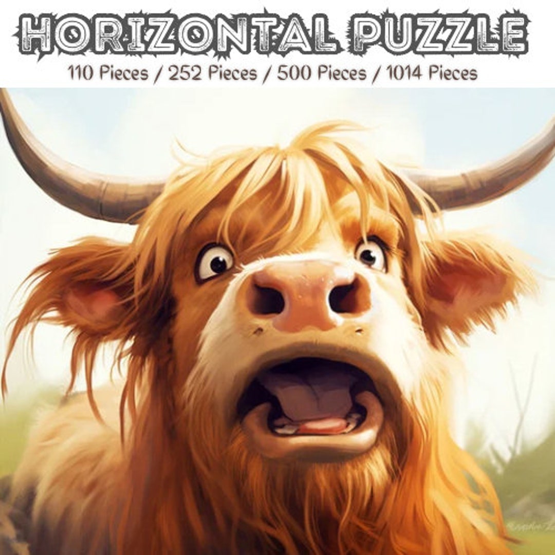 Shocked Highland Cow Puzzle 110, 252, 500, 1014-piece Close Up - Etsy