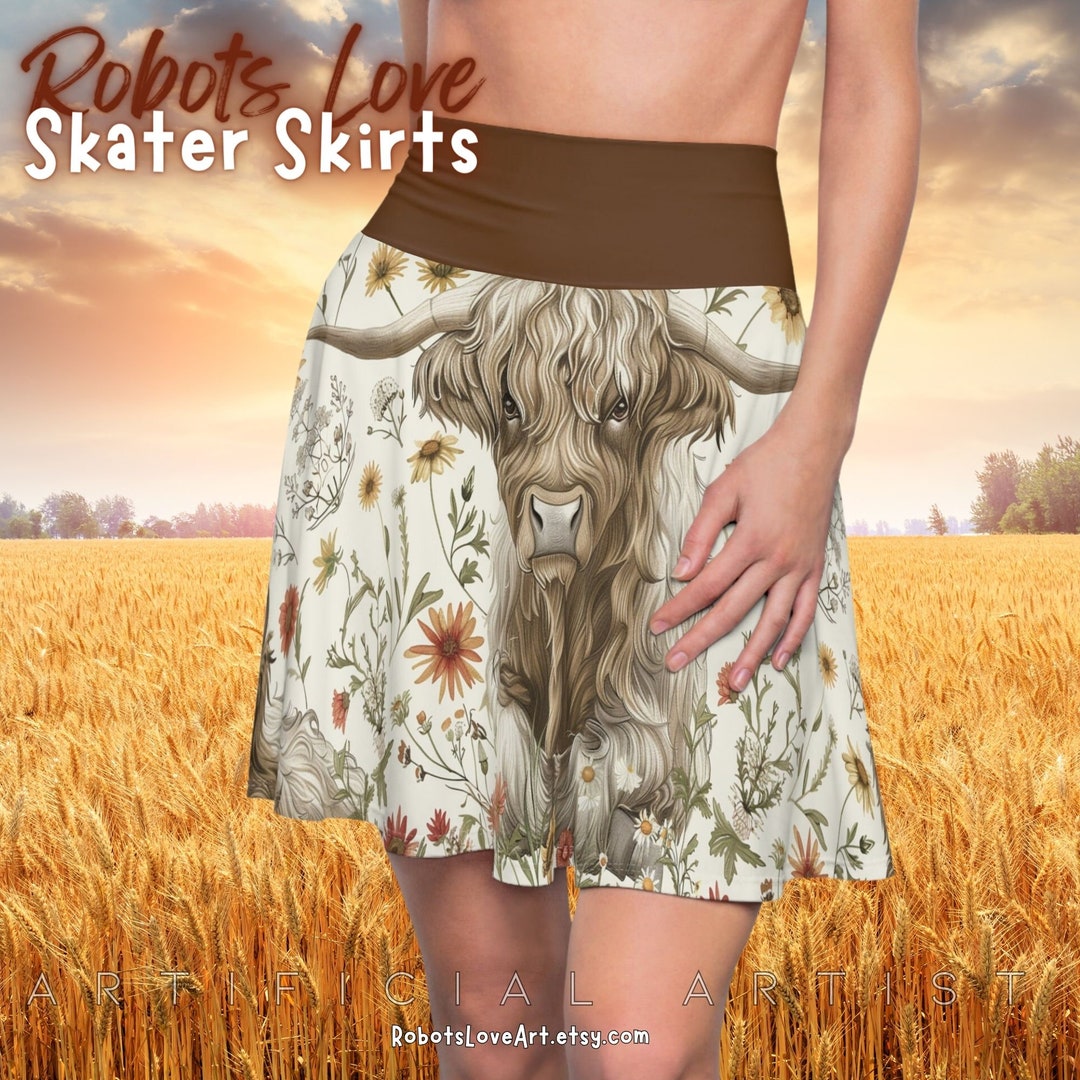 A Farmers Favorite Highland Cow Women's Skater Skirt Gift for Farmers ...