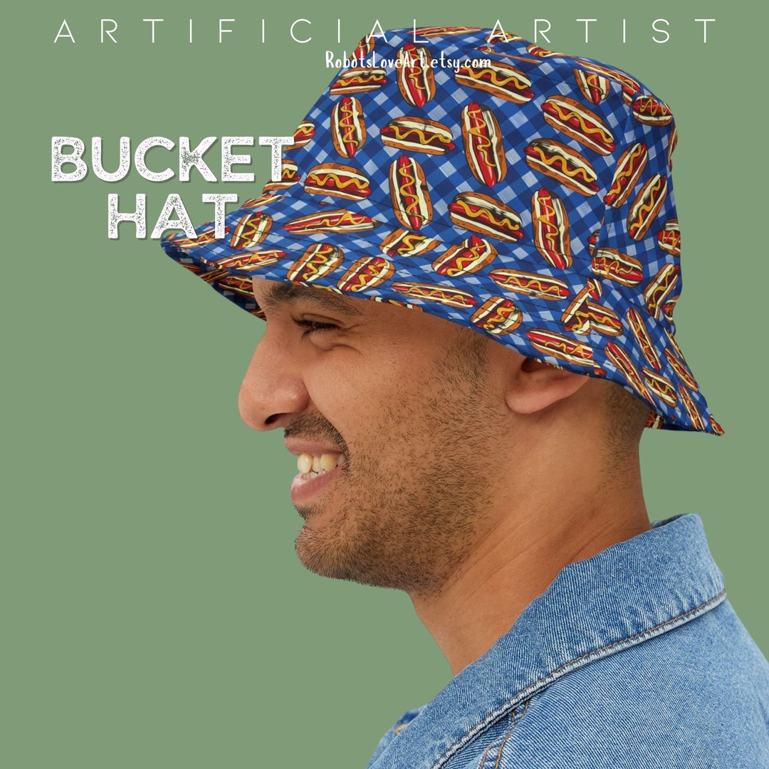 Hot Dog Bucket Hat AOP Colorful Food Meme Hat for Junk Food Fast Food ...