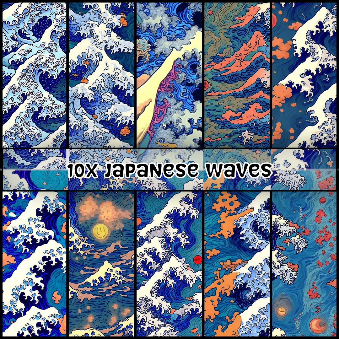 Seamless Japanese Wave Patterns - Etsy