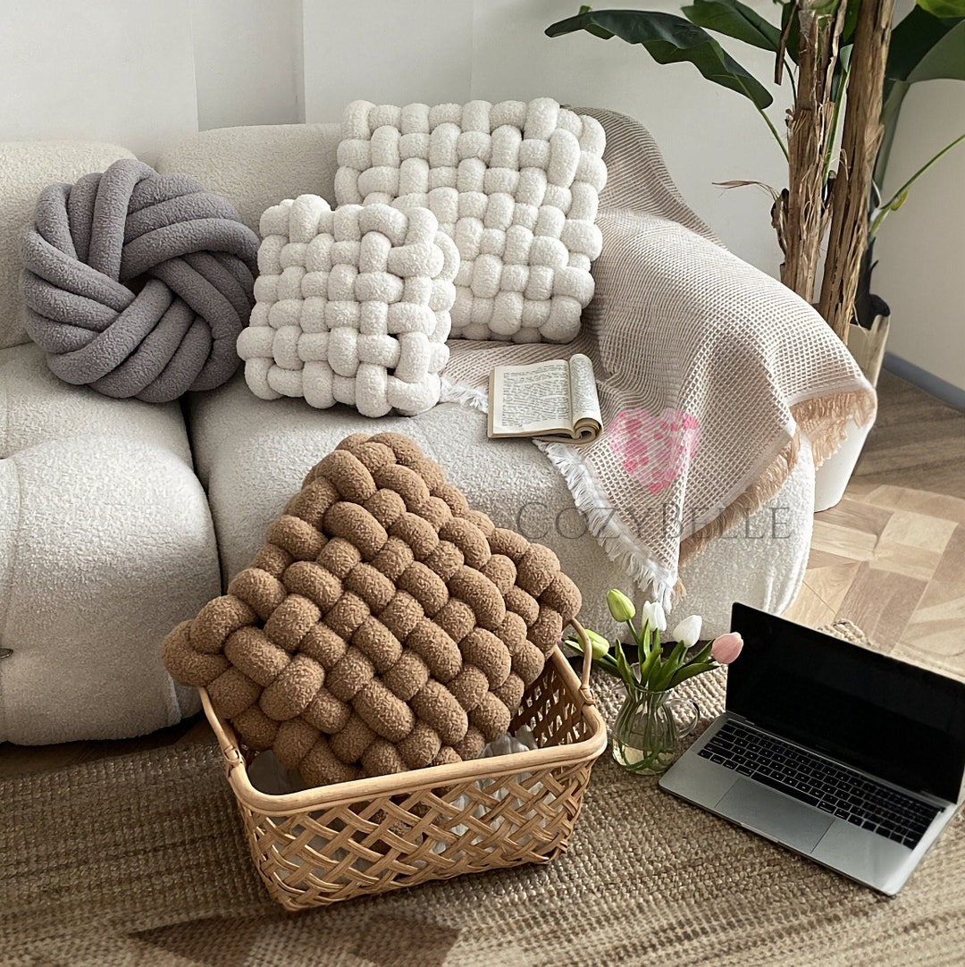 Big Nordic Woven Pillow | Fleece Throw Pillow | Decor Pillow Cushion ...