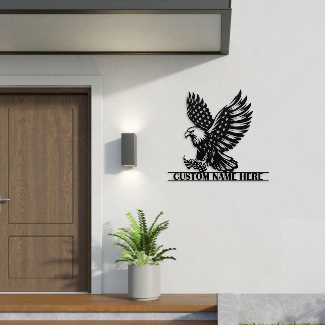 Custom Metal Eagle Sign, American Eagle Wall Decor, Outdoor Eagle ...
