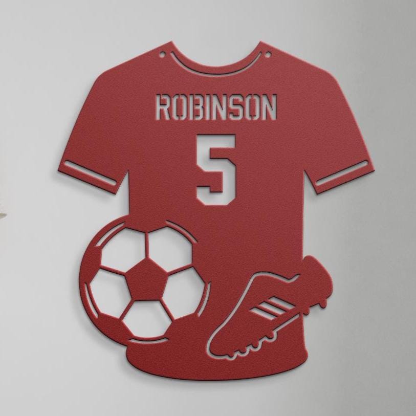 Personalized Soccer Jersey Number Sign, Custom Soccer Metal Art, Soccer ...