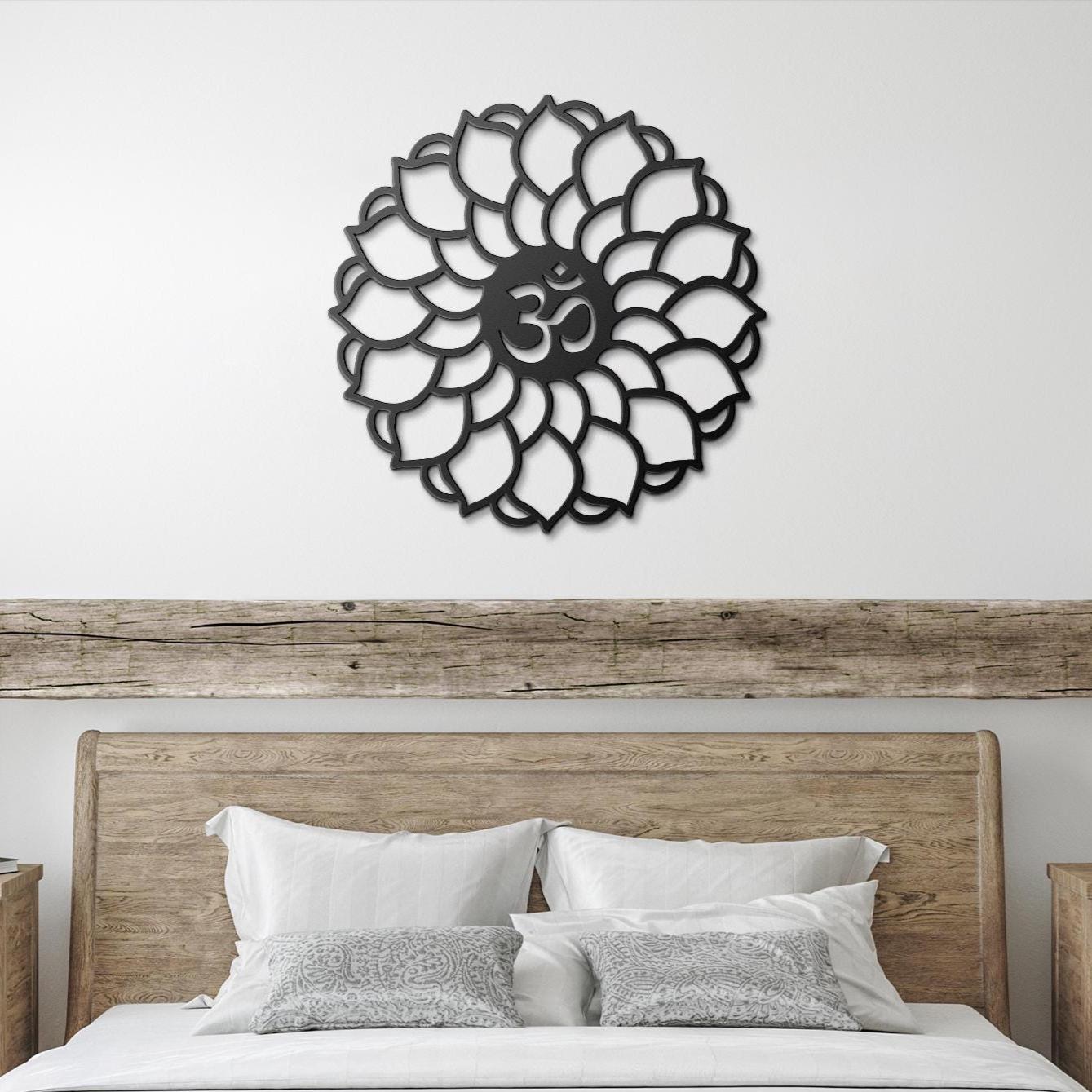 Aum Mandala Sign, Hinduism Decor, Hindu Metal Wall Art, Indian Om Ohm ...