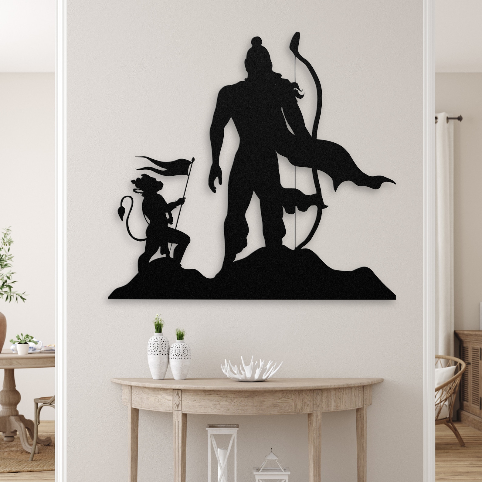 Shri Ram With Hanuman Wall Art, Hinduism Decor, Hindu God Lord Rama ...