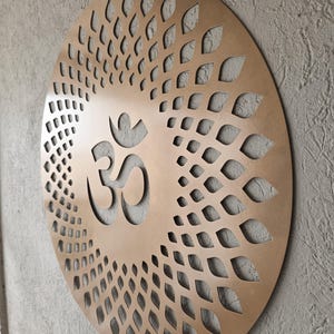 Om Mandala Metal Sign, Indian Aum Ohm Symbol Wall Art, Yoga Studio ...