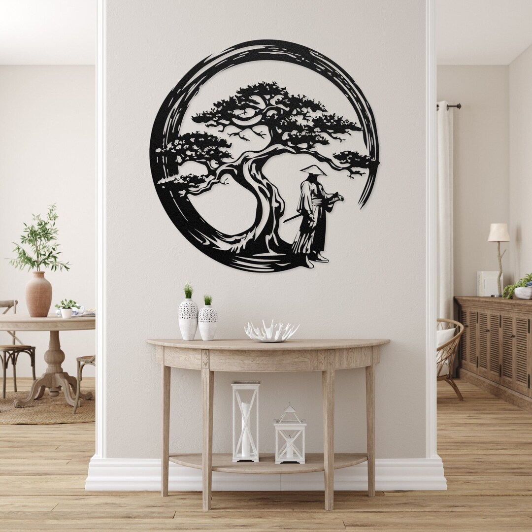 Samurai Art, Asian Inspired Art, Japanese Samurai Bonsai Tree Wall Art ...
