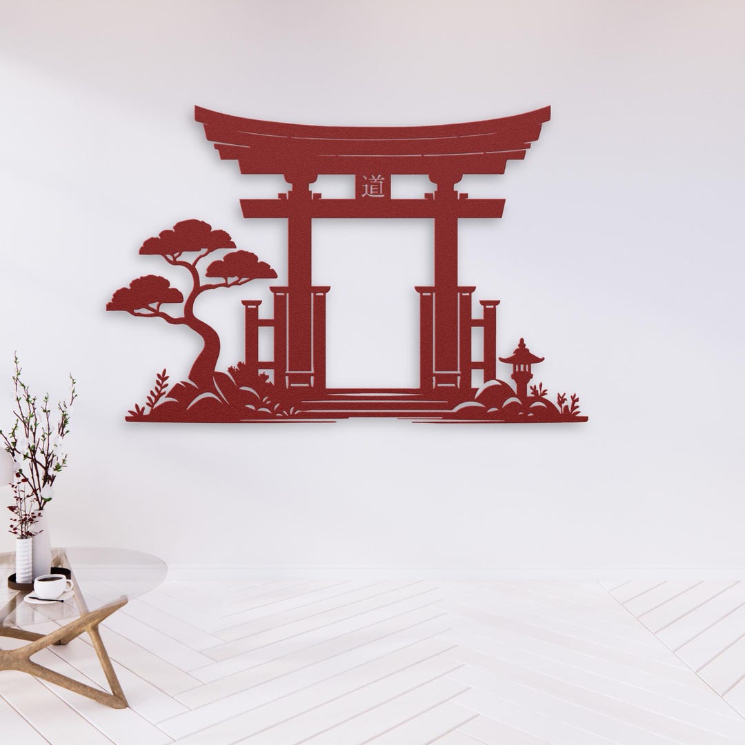 Japanese Torii Gate Metal Sign, Torii Shrine Wall Art, Red Japanese ...