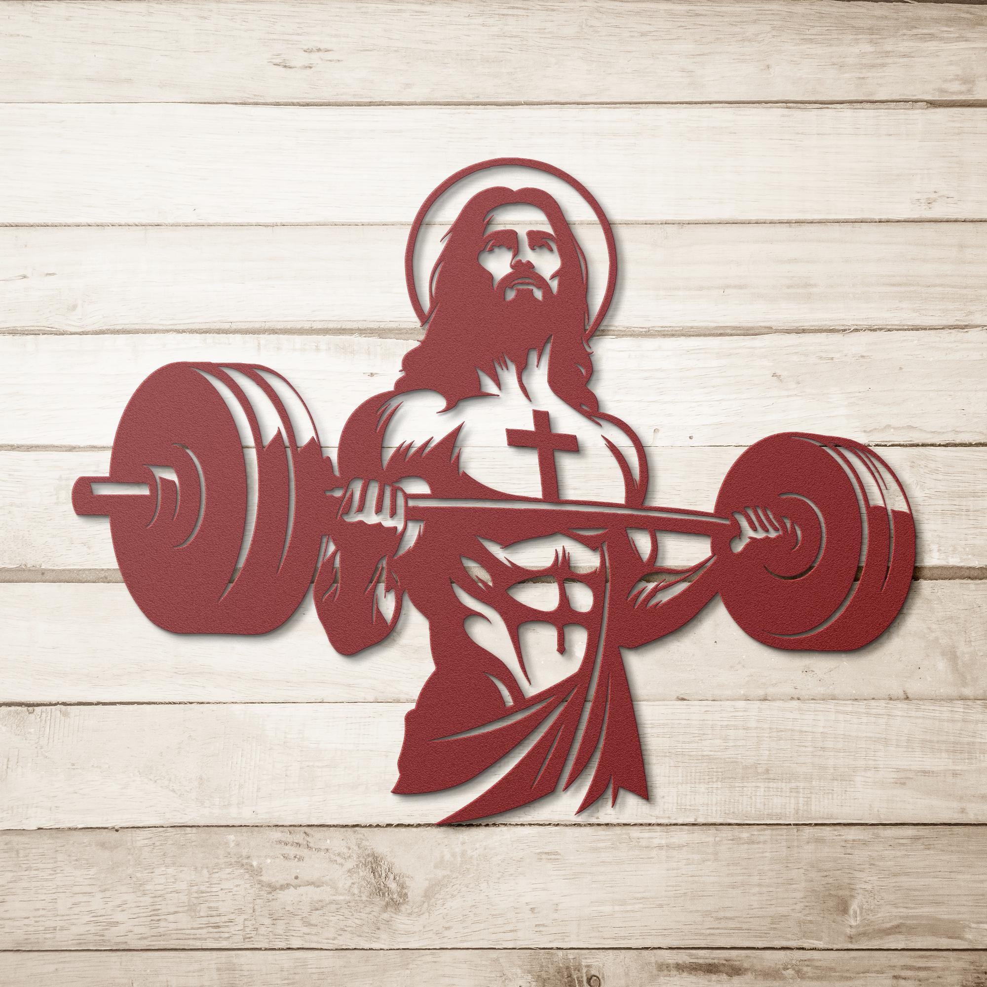 Jesus Weightlifting Metal Wall Art, Spiritual Fitness, Christian ...