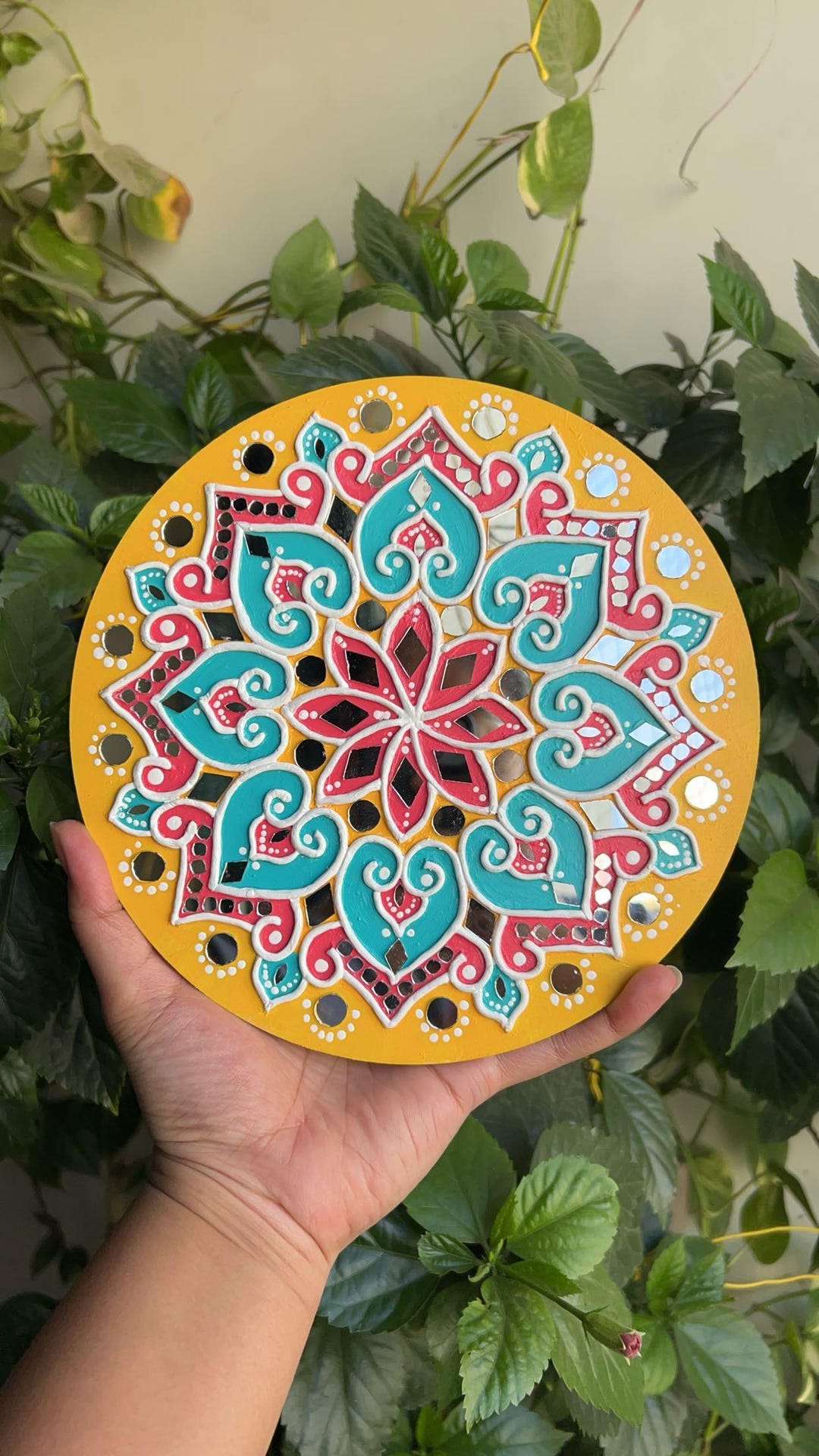 Colorful Lippan Art Handmade Mandala Wall Hanging Wooden Clay Mud ...