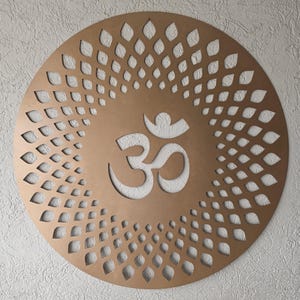 Om Mandala Metal Sign, Indian Aum Ohm Symbol Wall Art, Yoga Studio ...