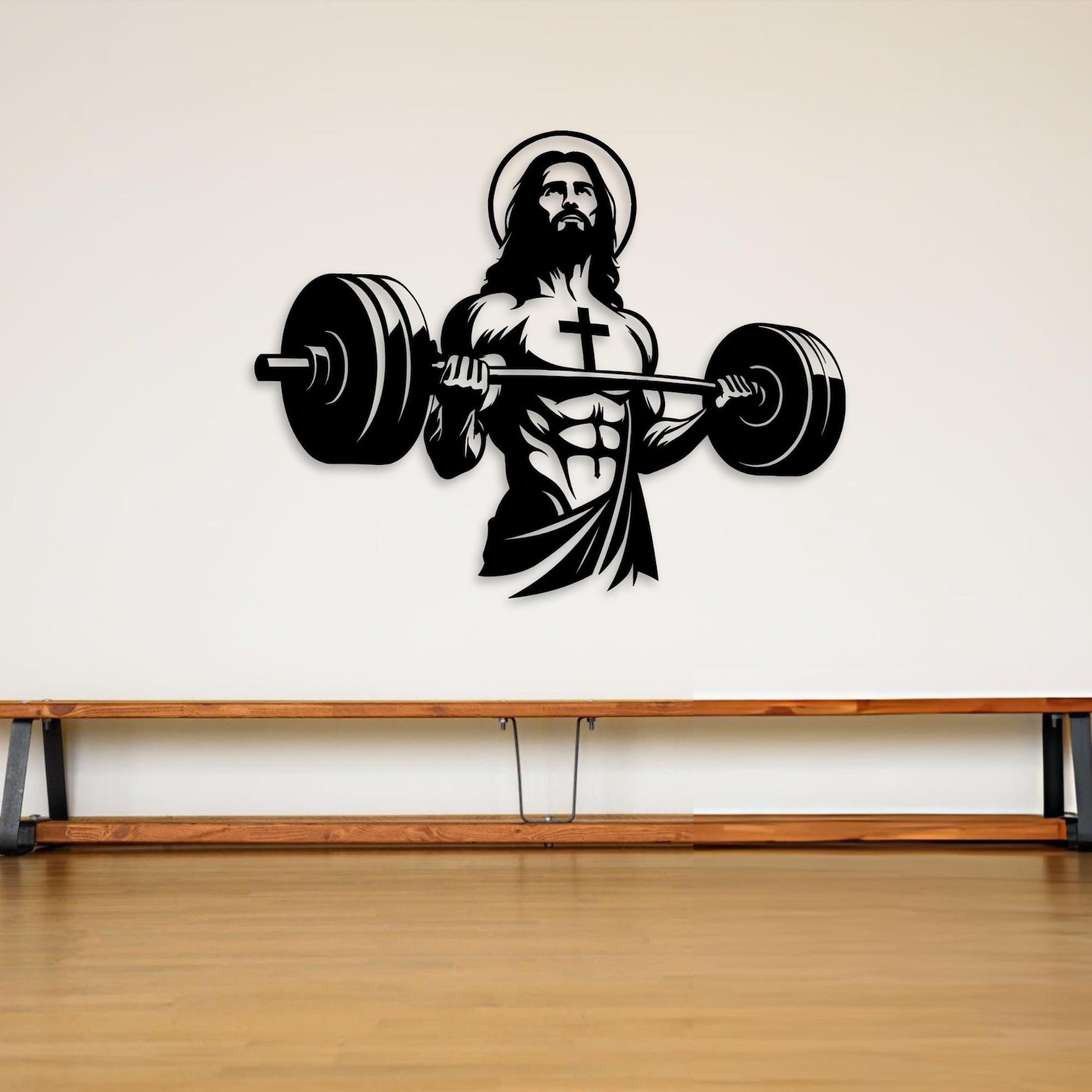 Jesus Weightlifting Metal Wall Art, Spiritual Fitness, Christian ...