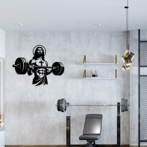 Jesus Weightlifting Metal Wall Art, Spiritual Fitness, Christian ...