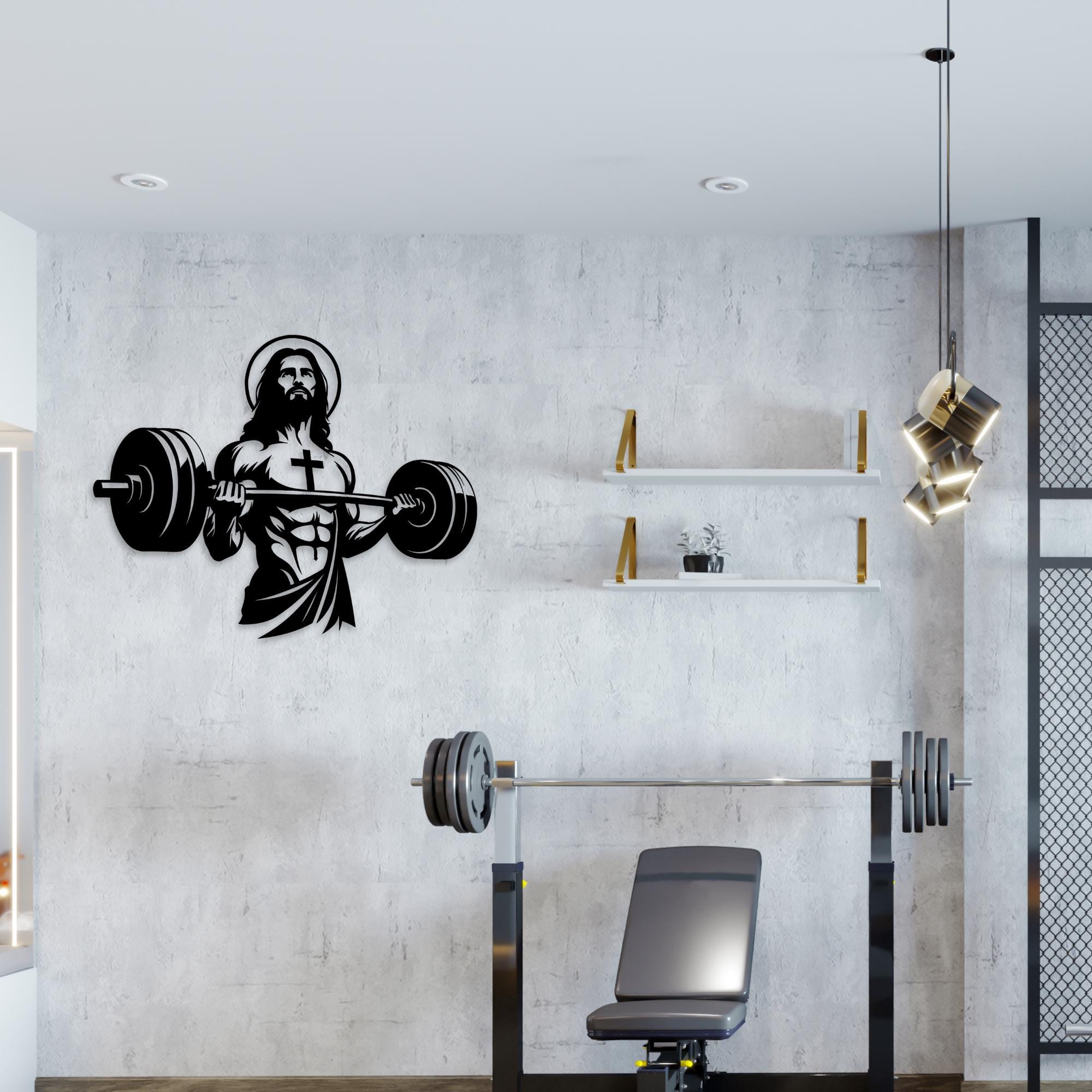 Jesus Weightlifting Metal Wall Art, Spiritual Fitness, Christian ...