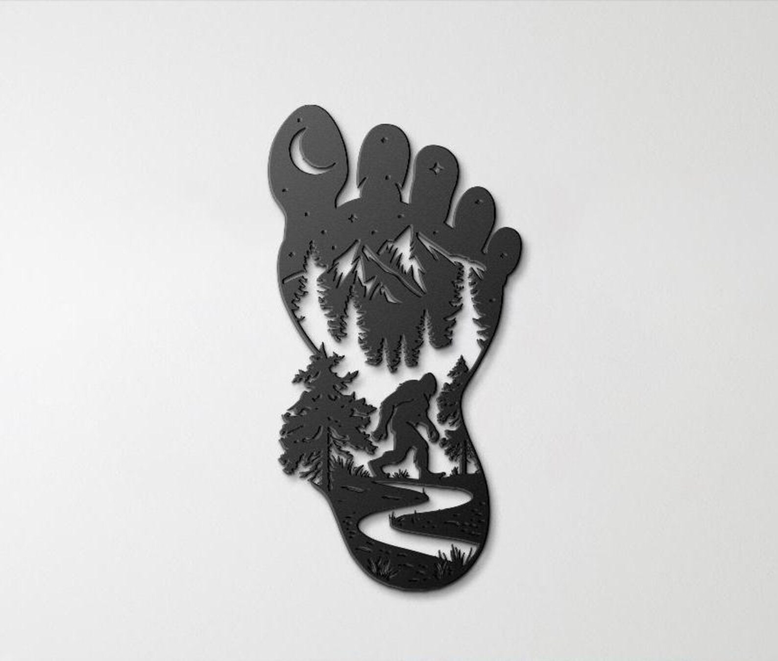 Bigfoot Metal Art, Bigfoot Mountain Decor, Outdoor Sasquatch Metal Sign ...