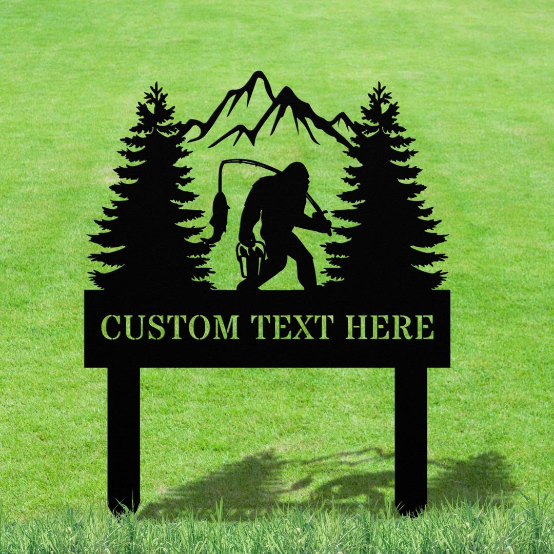 Bigfoot Metal Art, Bigfoot Mountain Decor, Outdoor Sasquatch Metal Sign ...