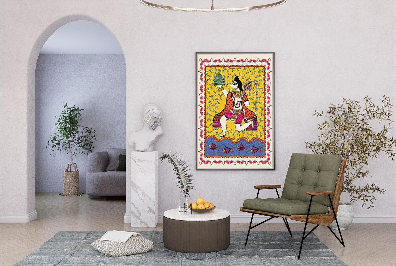 Lord Hanuman Canvas Painting | Traditional Hindu God Wall Art, Ramayan ...