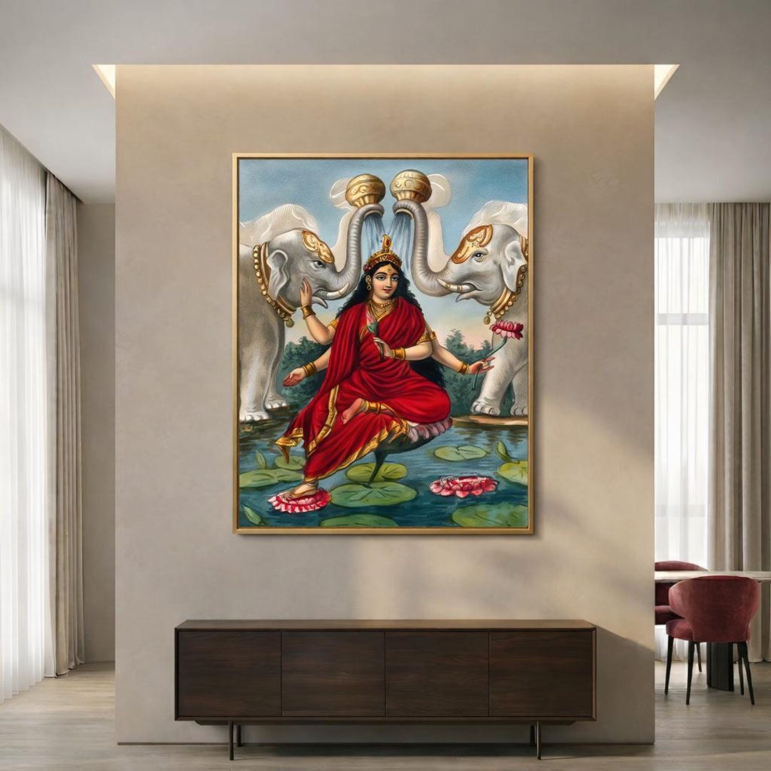 Gajalakshmi – Goddess Lakshmi With Sacred Elephants - Etsy