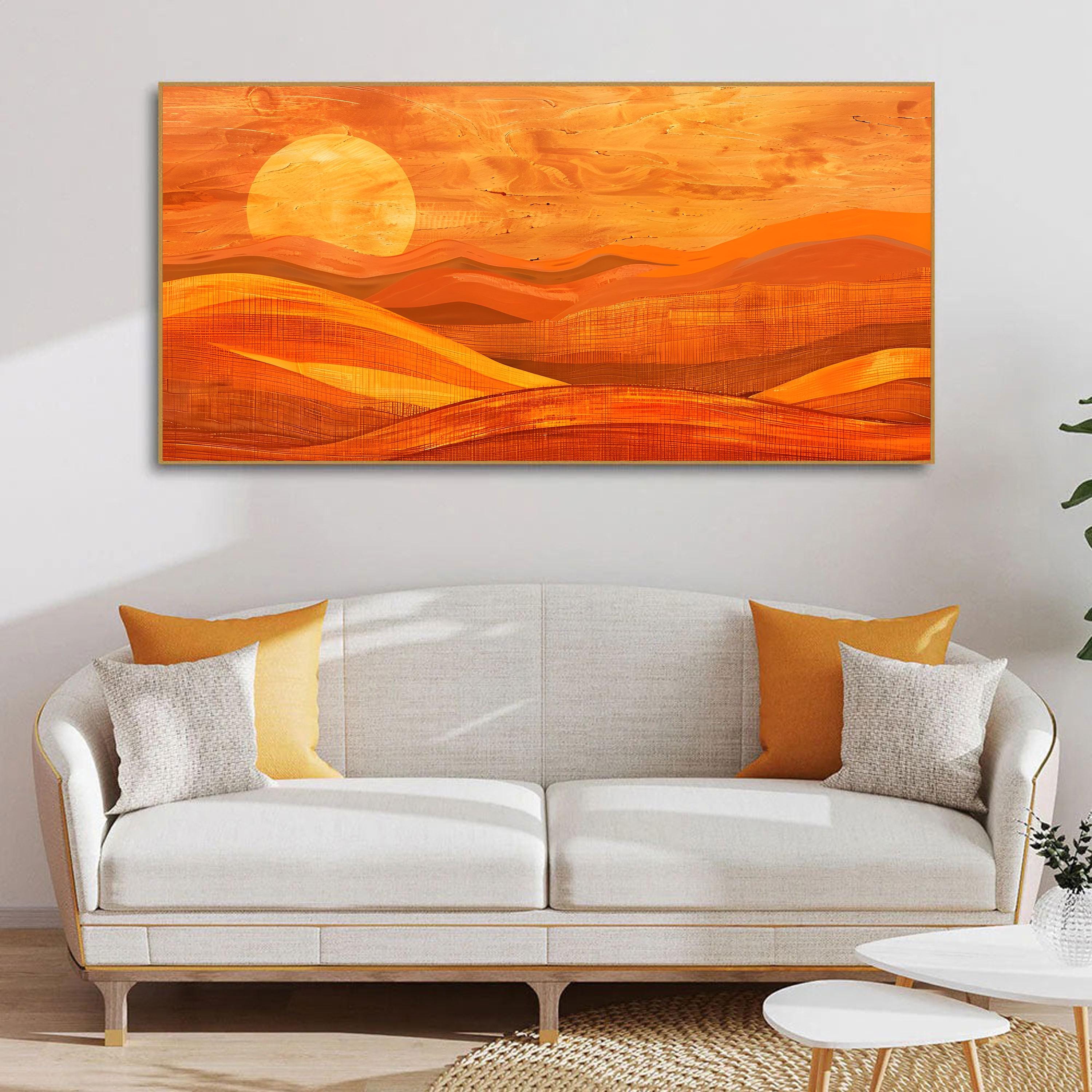 Sunrise Landscape Canvas Painting: Orange Sun Energy, Positive Vibes - Etsy